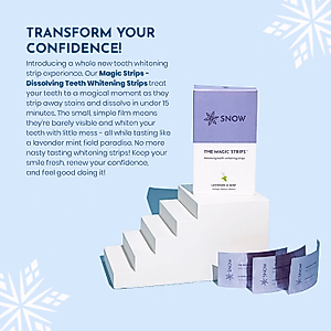 Snow The Magic Strips - Safe for Enamel Dissolving Teeth Whitening Strips - Mess-Free Portable Teeth Whitener for Oral Care with Lavender & Mint Flavor, Whitening Strips for Teeth, 1 Pack of 28 Strips