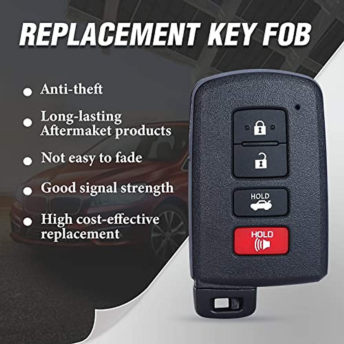 Keymall Keyless Entry Smart Prox Remote Key Fob Replacement for Toyota Avalon Camry Corolla 2013-2018 4 Buttons(281451-0020 G Board FCC ID:HYQ14FBA PN:89904-06140)