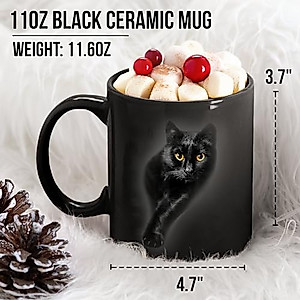 Warmstorey Black Cat Mug, Black Cat Ceramic Coffee Mug, Black Cat Gifts for Women - Men - Cat Lovers, Birthday - Mothers Day - Fathers Day Idea for Black Cat Lovers - Black Cat Mom - Black Cat Dad