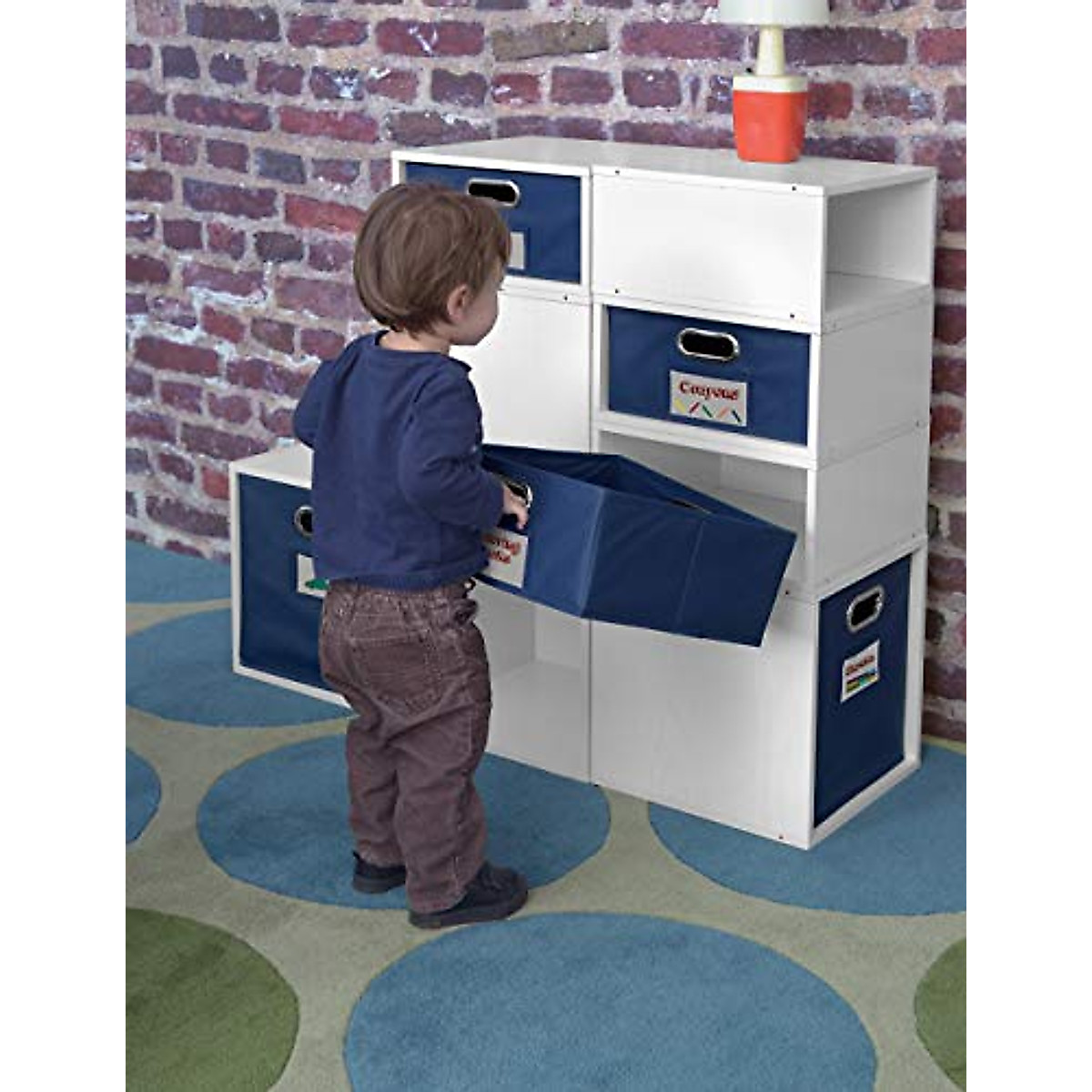 Niche Cubo Set of 2 Half-Size Foldable Fabric Storage Bins- Blue