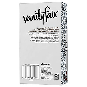 Vanity Fair Entertain Disposable Hand Towel, 45 Paper Hand Towels, Includes Holder (Holder Design May Vary)