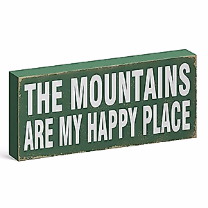 Barnyard Designs 'Mountains' Wooden Box Sign Motivational Desk Decor, Primitive Decor Office Desk Decorations for Women Office Bathroom Shelf Decor Inspirational Desk Decor, 12x5