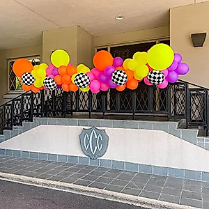 12 Pack 18 Inch Checkered Racing Balloons Helium Foil Mylar Black and White Checkered Balloons for Race Car Themed Party Birthday Festival Decorations Supplies
