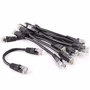 CablesOnline 10-Pack 6inch CAT5e UTP Ethernet RJ45 Full 8-Wire Black Patch Cable, U-000BK-10
