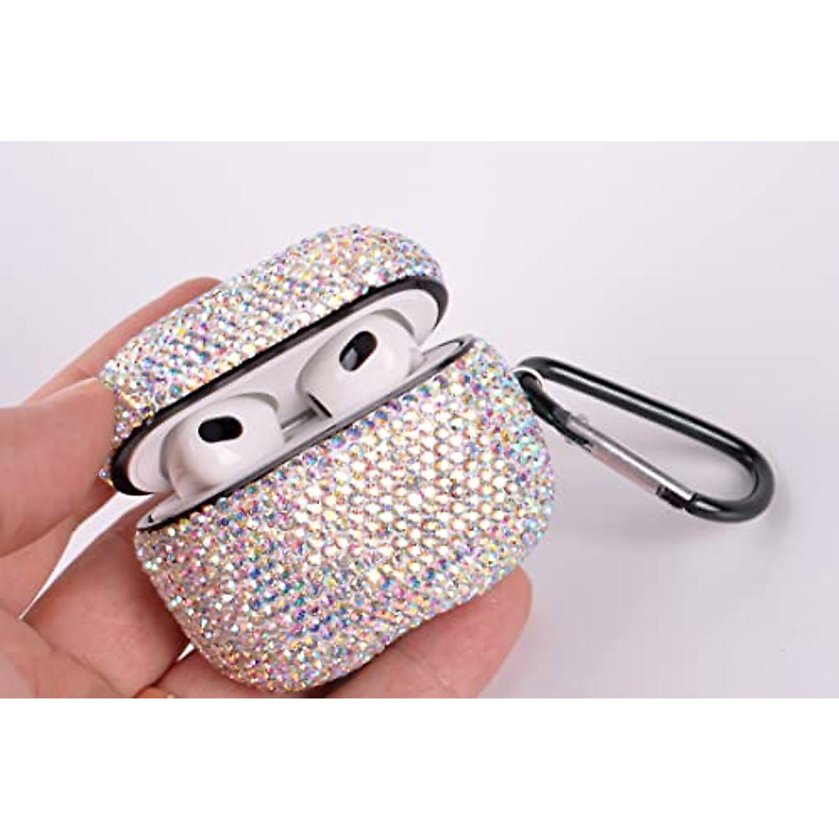 Sparkly Case Compatible with AirPods 3rd Generation with Keychain,Shockproof Protective Premium Bling Rhinestone Cover Skin for AirPods 3 Charging Case (AB not Pro)