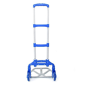 Winado Folding Hand Truck Portable Folding Hand Cart, 165Lbs Load Aluminium Foldable Design to Save Space, for Luggage Travel Home Personal Use, Blue Set