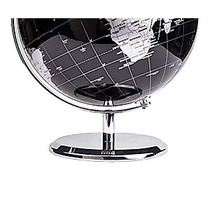 Exerz World Globe Black Dia 5.5-inch - Mini Educational Globe of Earth - Metal Base - Metallic Black