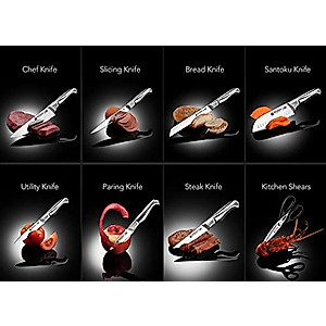 WIZEKA Kitchen Knife Set with Block, NSF Certified 15pcs German Steel 1.4116 Knife Block Set, Professional Chef Knife Set with Built-in Sharpener, Starry Sky Series
