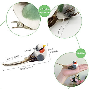 LWINGFLYER 12pcs Artificial Foam Feather Birds Mini Decorative Love Bird Ornaments for Wreaths Craft Christmas Tree Decoration Flower Arrangements 10cm/4inch Claw