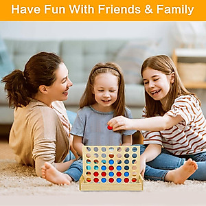 JOYPRO Wooden 4 in a Row Game, Kids Board Games for Kids 5 6 8 10 12 Year Olds, Travel Games for Kids and Adults, 2 Player Classic Family Board Games for Christmas Birthday Gift Coffee Table Decor