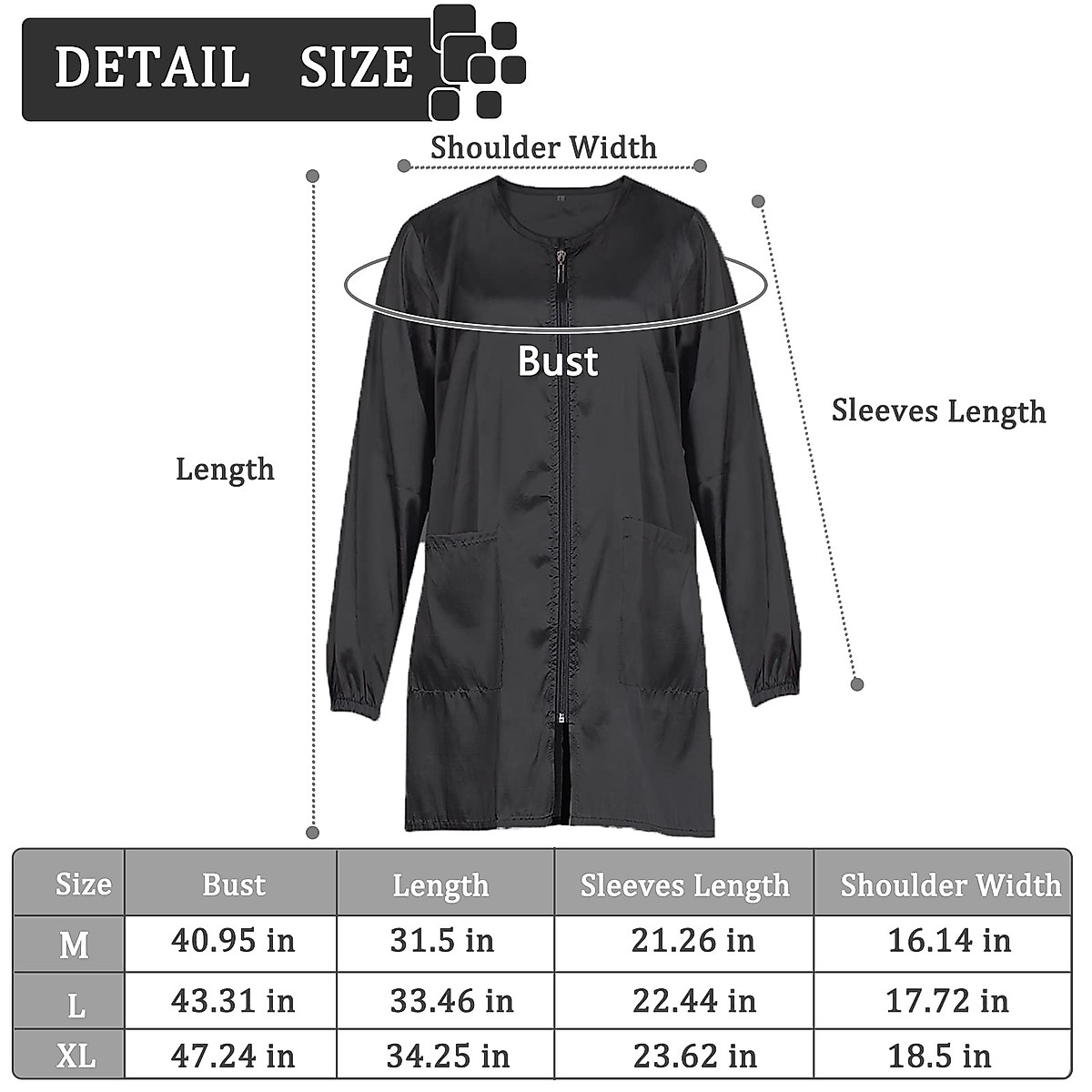 Exttlliy Chameleon Fabric Salon Smock Professional Stylist Jacket Waterproof Haircut Cape Barber Apron (Black, L)