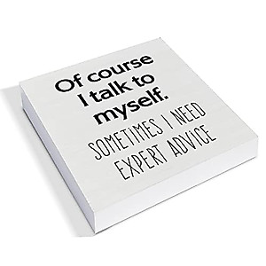 Country Office Wood Box Sign Decor Desk Sign of Course I Talk to Myself Wooden Box Block Sign Rustic Home Office Shelf Wall Decoration Coworkers Gift