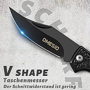 Omesio Pocket Knife Mini 3.34 inch Small Two-Handed Folding Knife Two-Handed Knife Keychain Knife Outdoor Sharp Black