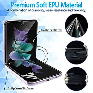 Galaxy Z Flip 4 Screen Protector 2 Pack, Hydrogel Film Screen Protector for Samsung Galaxy Z Flip 4, Soft EPU Screen Protector Full Covered, High Definition, Scratch Self Recovery, Bubble Free