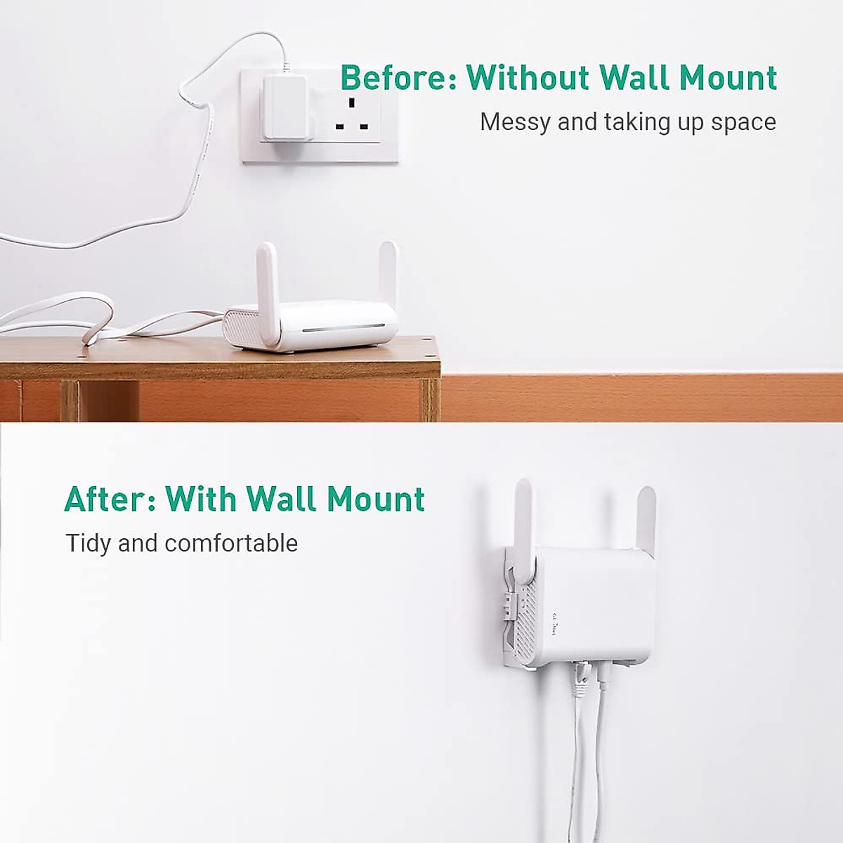 GL.iNet WiFi Router Holder Wall Mount with Screws, Compatible with GL-A1300 (Slate Plus), GL-SFT1200 (Opal), GL-MT1300 (Beryl) Router, Networking Device Bracket, Easy to Install (White)