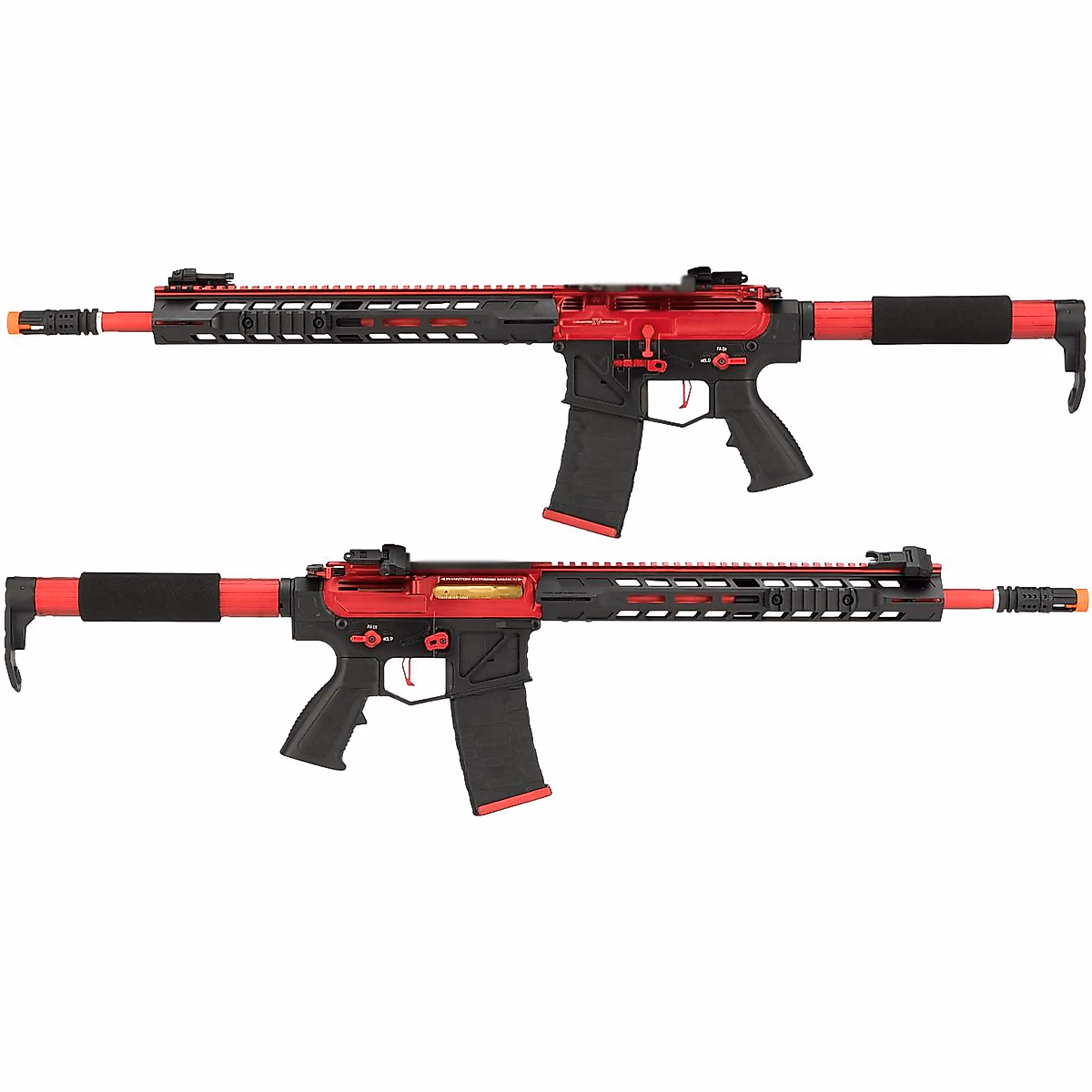 Evike Airsoft - APS Phantom Extremis Mark IV 2.0 eSilverEdge M4 AEG with 15" MLOK Handguard (Color: Red/Black)