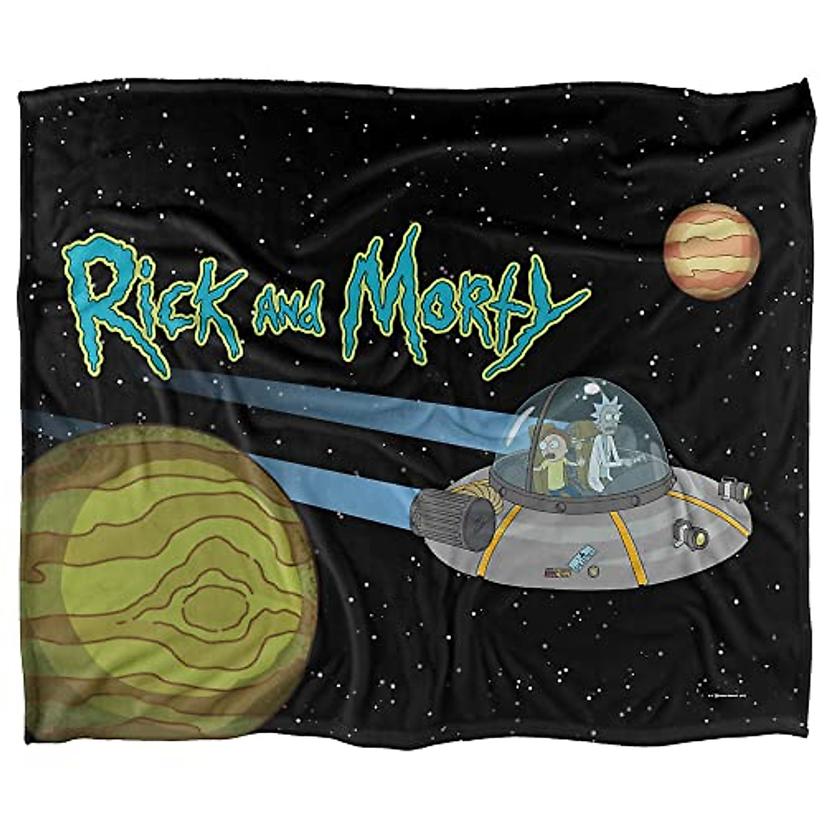 Rick and Morty Rick and Morty in Space Silky Touch Sherpa Back Super Soft Throw Blanket, Rick and Morty in Space