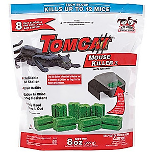 Tomcat Mouse Killer I Tier 1 Refillable Mouse Bait Station, 1 Station with 8 Baits (Bag)