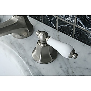 Kingston Brass KS4468PL Metropolitan Widespread Lavatory Faucet with Porcelain Lever Handle, Brushed Nickel