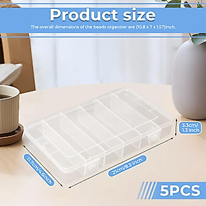 Neworkg 5 Pack Tackle Box Organizer, 6 Grids Transparent Storage Box, Plastic Organizer Box for Crafts, Beads Earrings, Screws and Mascara Brushes