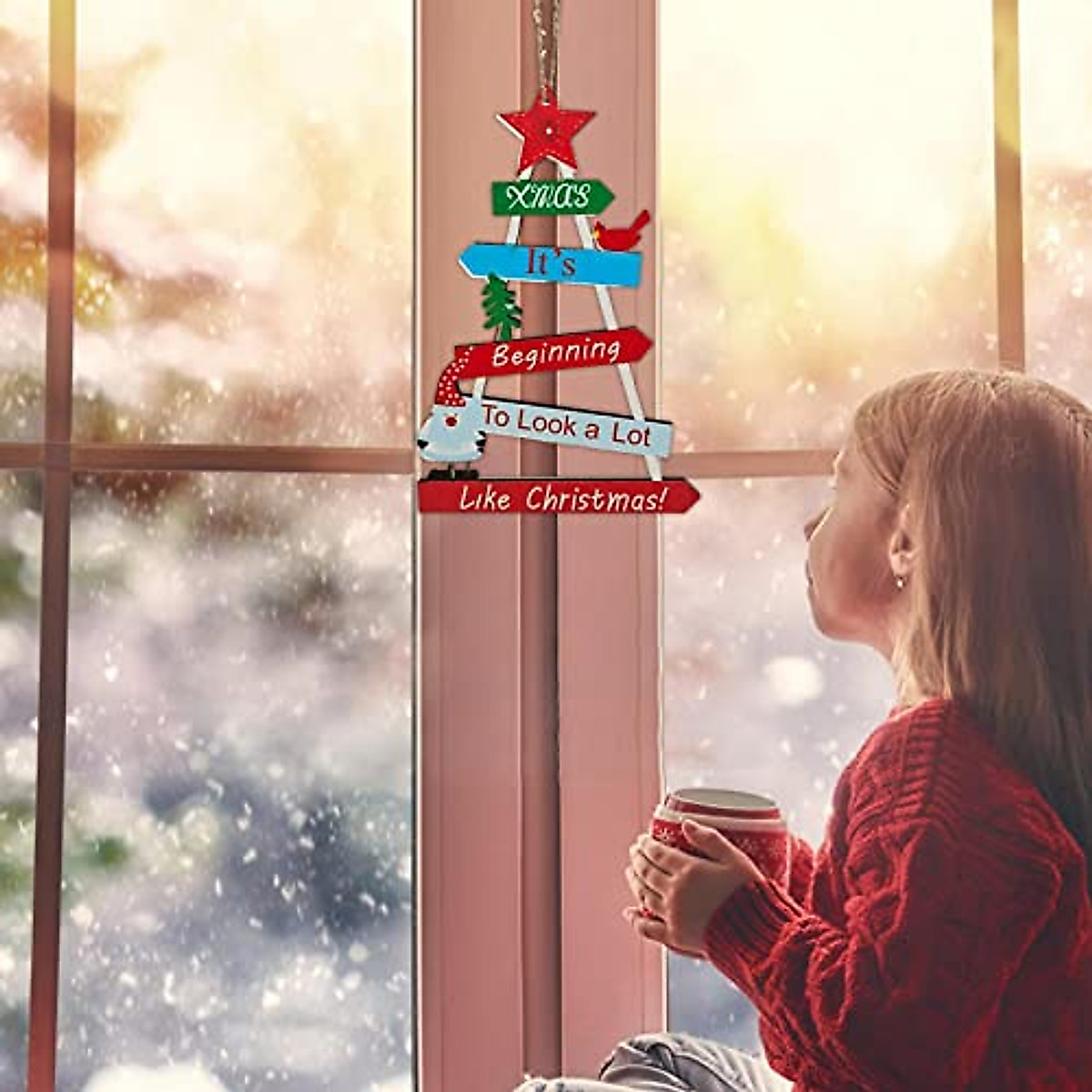 Christmas Hanging Wooden Pendants | Suspensible Wood Christmas Table Ornaments No Rough Edges - Christmas Decor Crafts for DIY Christmas Tree Children's Kumprohu