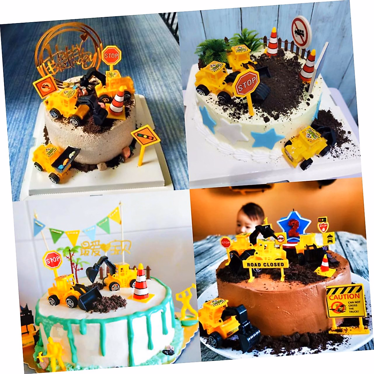 Gogogmee 25pcs Street Signs for Cake Decorations Set 5pcs/kit Creative Cake Topper Ornaments for Birthday Party Supplies