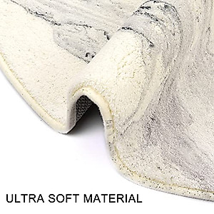 HAOCOO Round Area Rugs 3' Diameter Modern Abstract Beige Marble Throw Rugs Super Soft Velvet Non-Slip Chic Distressed Accent Floor Carpet for Bedroom Living Room Nursery Decor
