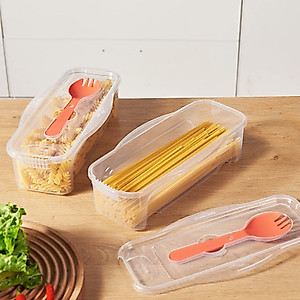 EOIMS Microwave Pasta Cooker,Cook Pasta to Perfection,Quick and Easy Spaghetti Cooker with Spoon and Lid,for Dorm,Kitchen or Offices BPA Free