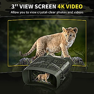 Fvtga Night Vision Goggles - 4K Night Vision Binoculars for Adults, 3'' Digital Infrared Night Vision can Save Photo and Video with 32GB Memory Card & Rechargeable Lithium Battery, Camouflage