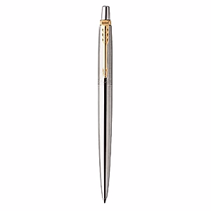 Parker Jotter Ballpoint Pen, Stainless Steel with Chrome Trim, Medium Point, Blue Ink, Gift Box