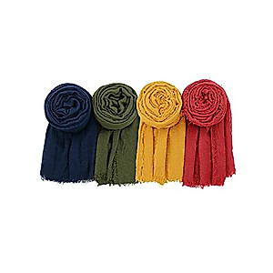Century Star Womens Turban Head Wrap Scarve Soft Cotton Headbands Hijab for Women All Season Long Scarf Yellow&Red&Navy&Army Green