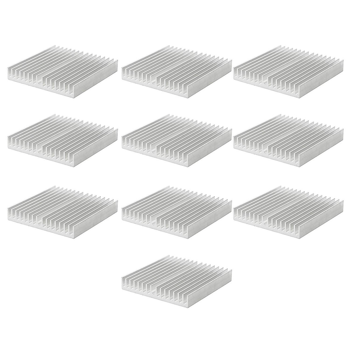 Unxuey 60mm x 60mm x 10mm Aluminum Module Heatsinks Aluminum Profile Heat Sink Cooler Cooling Fin for Power Amplifier Transistor (Pack of 10)