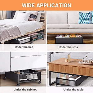 2-Pack Under Bed Storage with Wheels - Fulpower Rolling Underbed Organizer Containers Drawer Bins with Lid for Clothes, Shoes, Toys, Books, Blankets