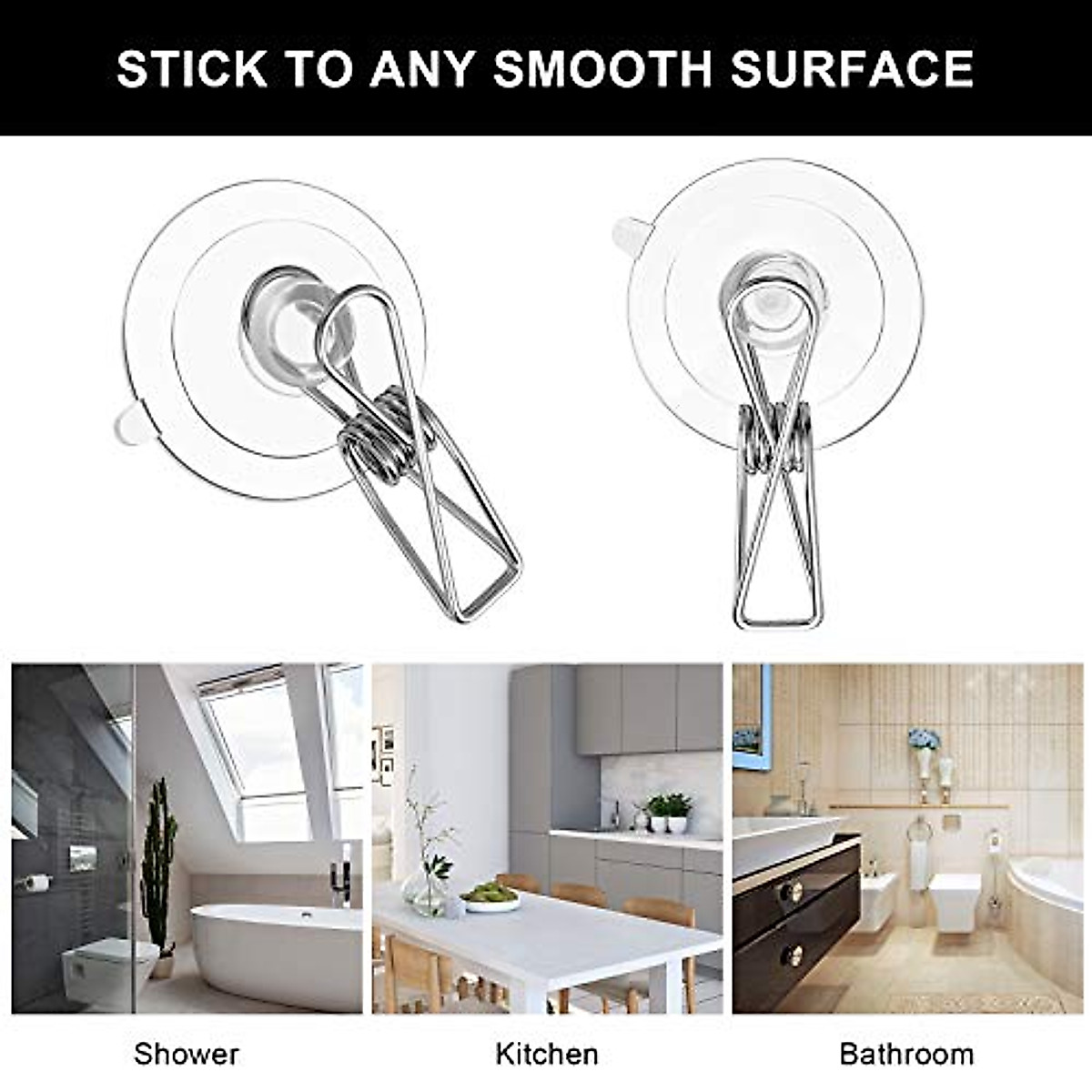 16 Pieces Suction Cup Clips Plastic Round Suction Cup Clamp Holder Suction Cups with Clips Heavy Duty for Hanging Home Office Accessories