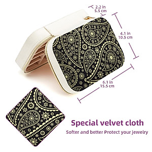 MUOOUM Gloden Paisley Pattern Small Jewelry Box, Double Layer Travel Jewelry Organizer for Women Girls