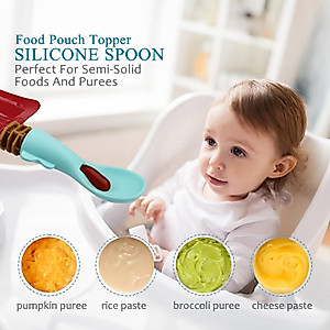 Universal Baby Food Pouch Spoon Attachment - 8 Pack, Silicone Baby Spoons for Pouches, Travel-Friendly Baby Food Squeeze Pouch Spoon
