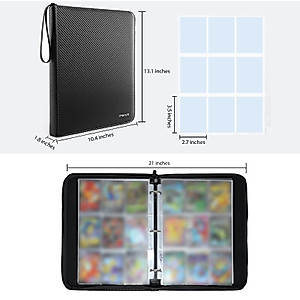 MOSISO Cards Binder Carrying Case Compatible with Trading Cards, 9 Pocket Game Cards Collection Binder Holder 900 Sheets Display Sleeve Album Folder Storage Case with Handle & Zipper, Black