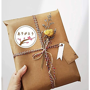 ありがとう Japanese Thank You Stickers 1.5 Inch Grateful Appreciation Labels for Baking Packing,Envelope Seals,Invitation Cards,500 Pcs Per Roll.