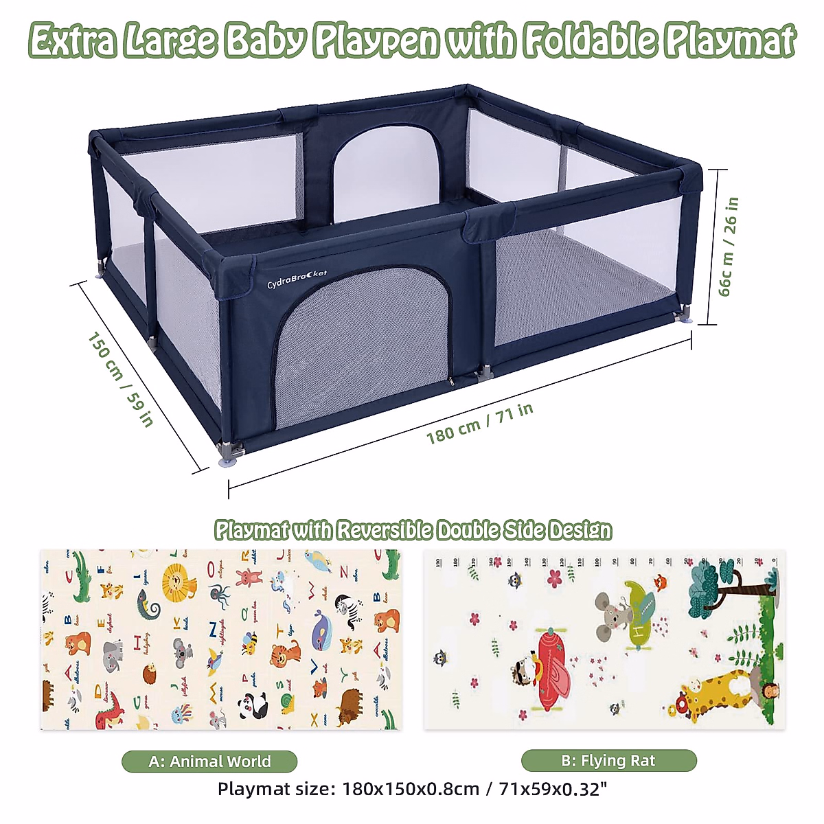 Large Baby Playpen, Playpen for Babies and Toddlers, Extra Safe with Anti-Collision Foam Baby Fence, Indoor & Outdoor Playard Kids Activity Center
