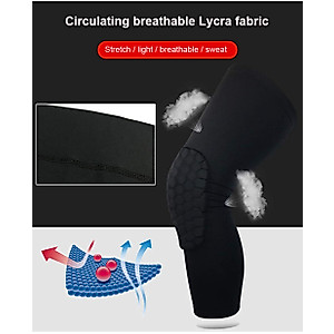 PISIQI Knee Pads Compression Pads Long Leg Sleeve Collision Avoidance Brace Protection Knee Sleeve for Basketball Football Volleyball Cycling (1 Pair)