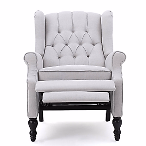 Christopher Knight Home Earlean Fabric Recliner (Set of 2), Light Gray, Dark Brown