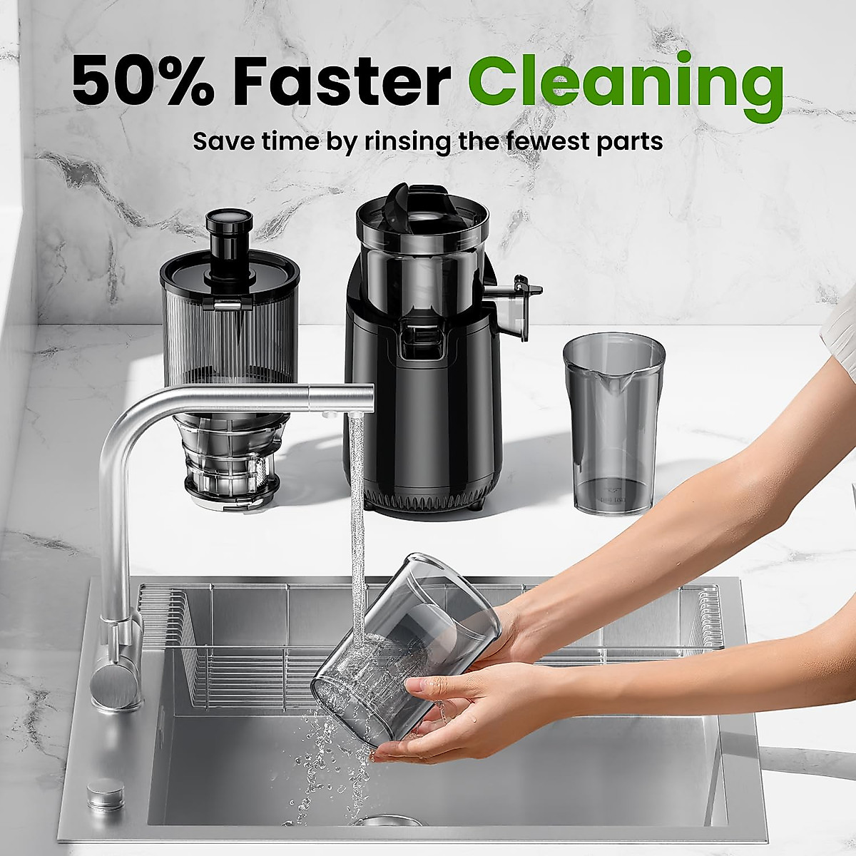 Cold Press Juicer, Amumu Slow Masticating Machines with 5.4" Extra Large Feed Chute Fit Whole Fruits & Vegetables Easy Clean Self Feeding Effortless for Batch Juicing, High Juice Yield, BPA Free 250W