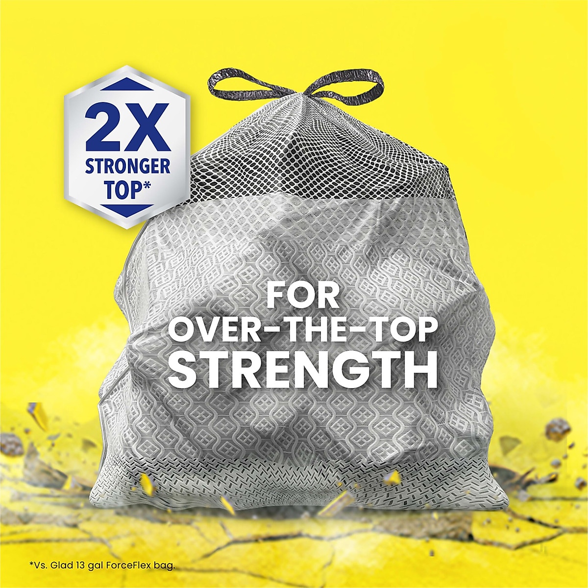 GLAD ForceFlexPlus XL X-Large Kitchen Drawstring Trash Bags, 20 Gallon Grey Trash Bag for Large Kitchen Trash Can, Fresh Clean with Febreze Freshness and Leak Protection, 80 Count (Package May Vary)