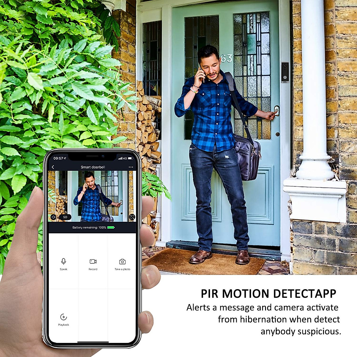 XODO VD1 Smart Home Wireless Security Camera with Night Vision, Waterproof Video Doorbell/WiFi 1080P HD/166°Wide Angel/2-Way Audio/No Monthly Fee/Real-Time Alerts/Rechargeable Batteries