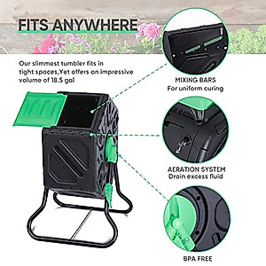 Nouva 18.5 Gallon Compost Bin Small Composter Tumbler Rotating Chamber Garden Composter Bin with Steel Frame Outdoor Kitchen Garden Yard