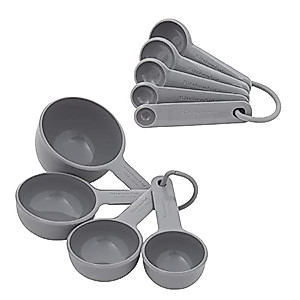 KitchenAid Universal Measuring Cup and Spoon Set, 9 Piece, Gray