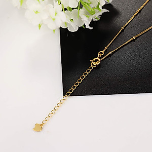 MILACOLATO Danity Gold Choker Necklace 18K Gold Plated Sterling Silver Tiny Delicate Bead Satellite Chain Necklace, Yellow Gold