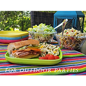 1 Click Bamboo Kids Plates, (4 Color Set), Stackable, Reusable, Deep sides for Easy Kids, Toddlers and Big Kids Feeding, Dishwasher Safe, Bamboo Dinnerware Set