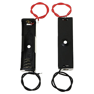 RuiLing 10-Pack Single AA Battery Holder Case Box with 5.5 Inch Cable Connections 1.5Volt Black