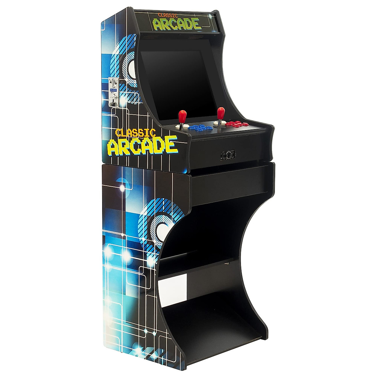 Creative Arcades Mini Upright Tabletop Arcade Machine, 2 Player, 6296 Classic Games, 2 Sanwa Joysticks, LED Light Strips, 19" Screen, 3-Year Warranty (6296 Games, Upright W/ Tall Stand)
